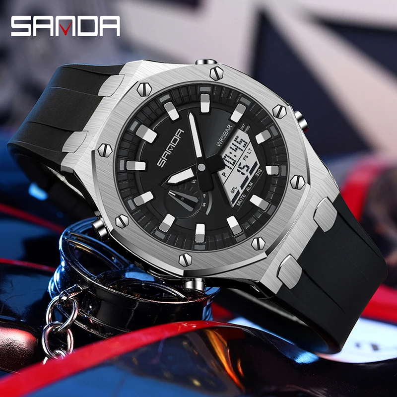 SANDA-G-Style-Fashion-Men-Watch-Double-Display-Electronic-Wristwatches ...