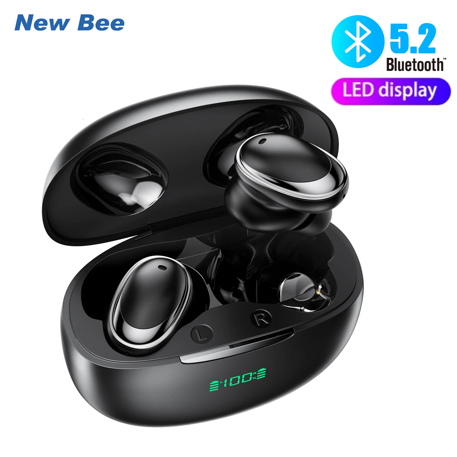 New-Bee-CT02-Wireless-Earbuds-TWS-Bluetooth-Headphones-Headset-with-LED ...
