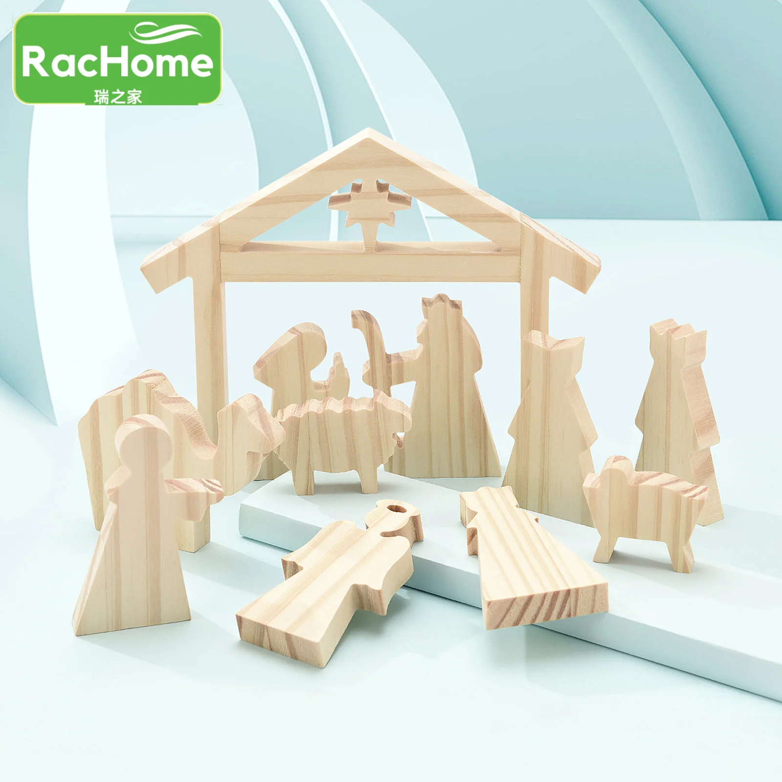 11pcs-Baby-Jesus-Nativity-Crib-Figures-Catholic-Gift-Unfinished-Wood ...