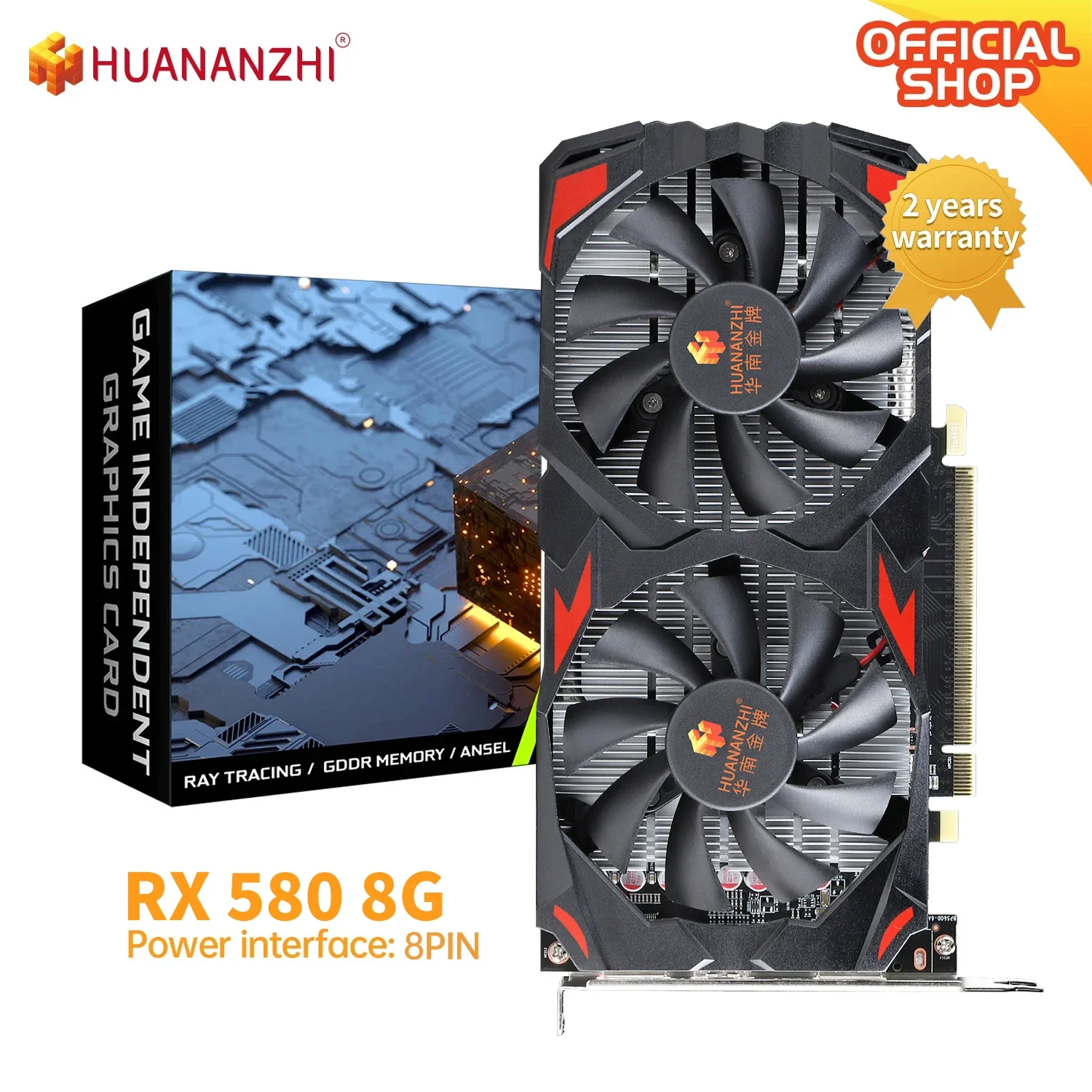 HUANANZHI RX 580 8G 16G 2048SP, Gráficos, Cartões, 256Bit, GDDR5 ...
