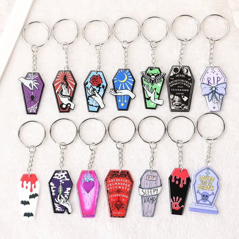 1Pc-Halloween-Woman-Keychain-Punk-Acrylic-Car-Mirror-Keyring-Handbag ...