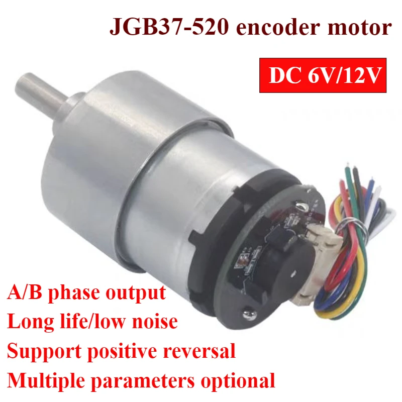 JGB37-520-Hall-Encoder-Miniature-DC-Geared-Motor-6V12V-Forward-And ...