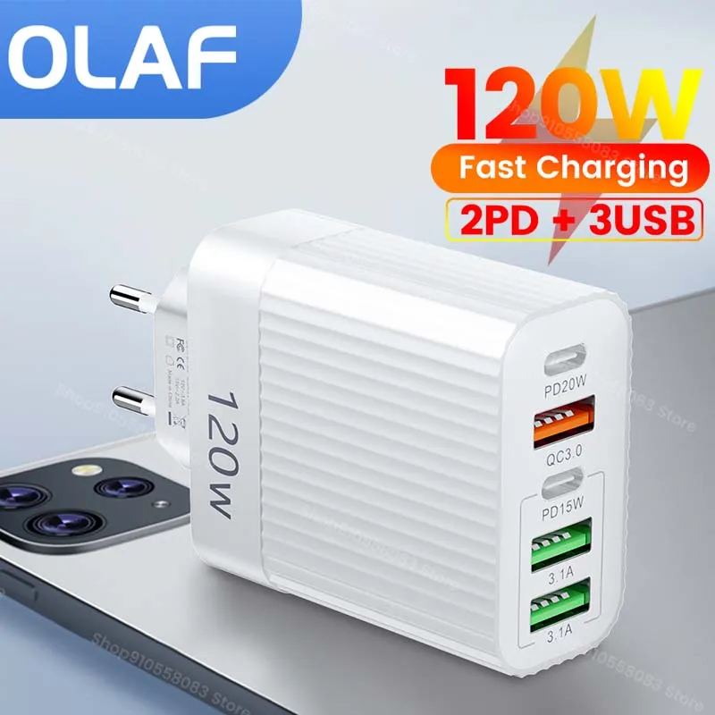 120W-Fast-Charger-5-Ports-USB-C-PD-Charger-Fast-Charging-PD-Quick ...