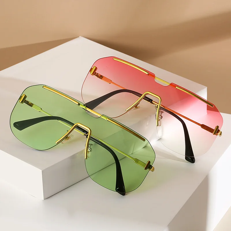New European and American Frameless Sunglasses for Men Luxury Sun ...