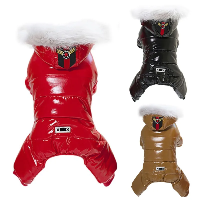 Winter Pet Dog Clothes Warm Puppy Jumpsuit Waterproof Pet Hooded Coat ...