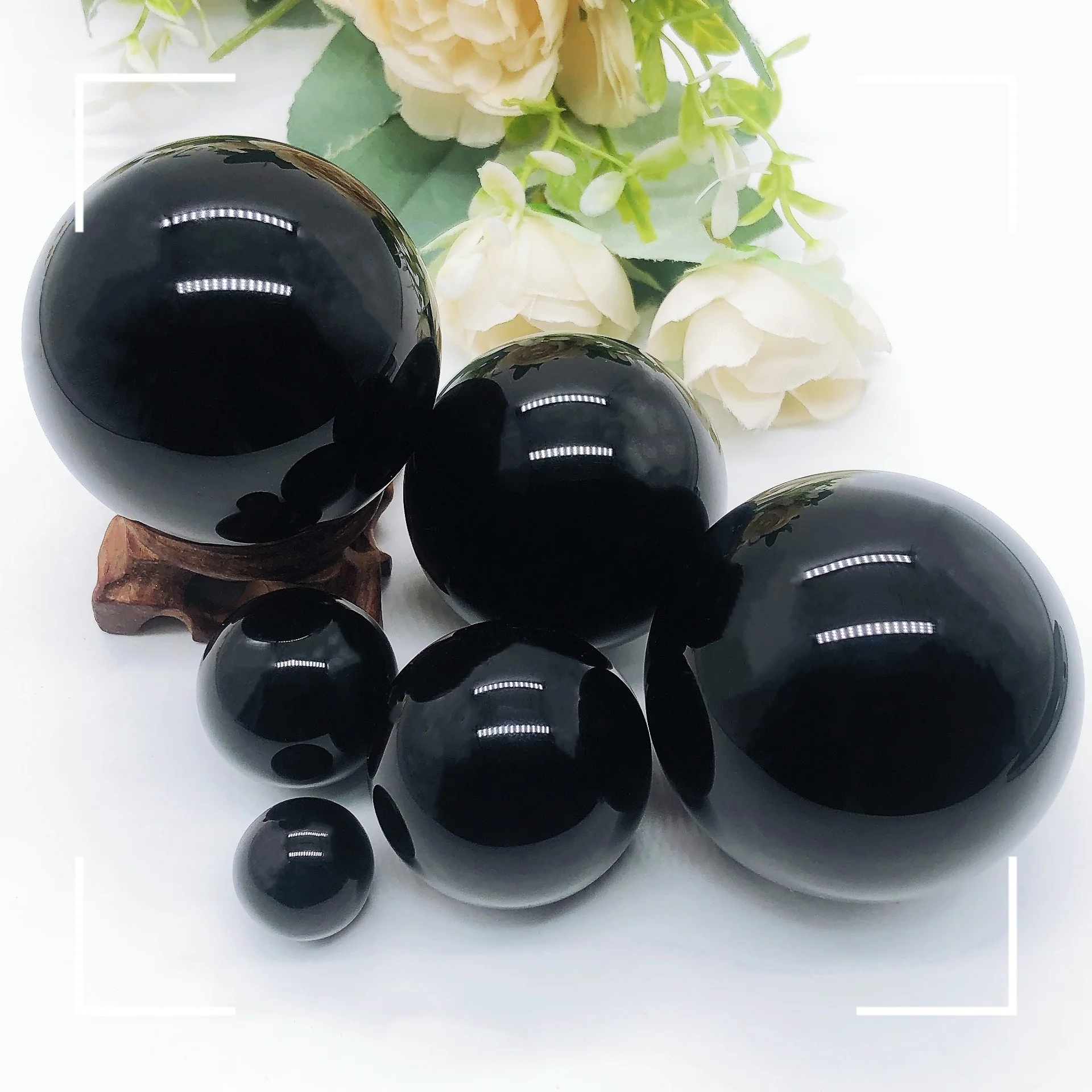 Natural-Black-Obsidian-Round-Crystal-Ball-Energy-Healing-Specimen ...