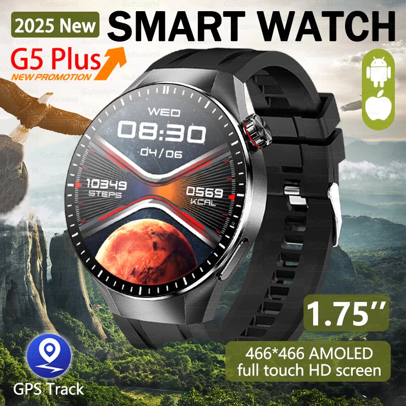 2025 New Watch G5 PLUS Smart Watch Men Heart Rate Bluetooth Call GPS ...