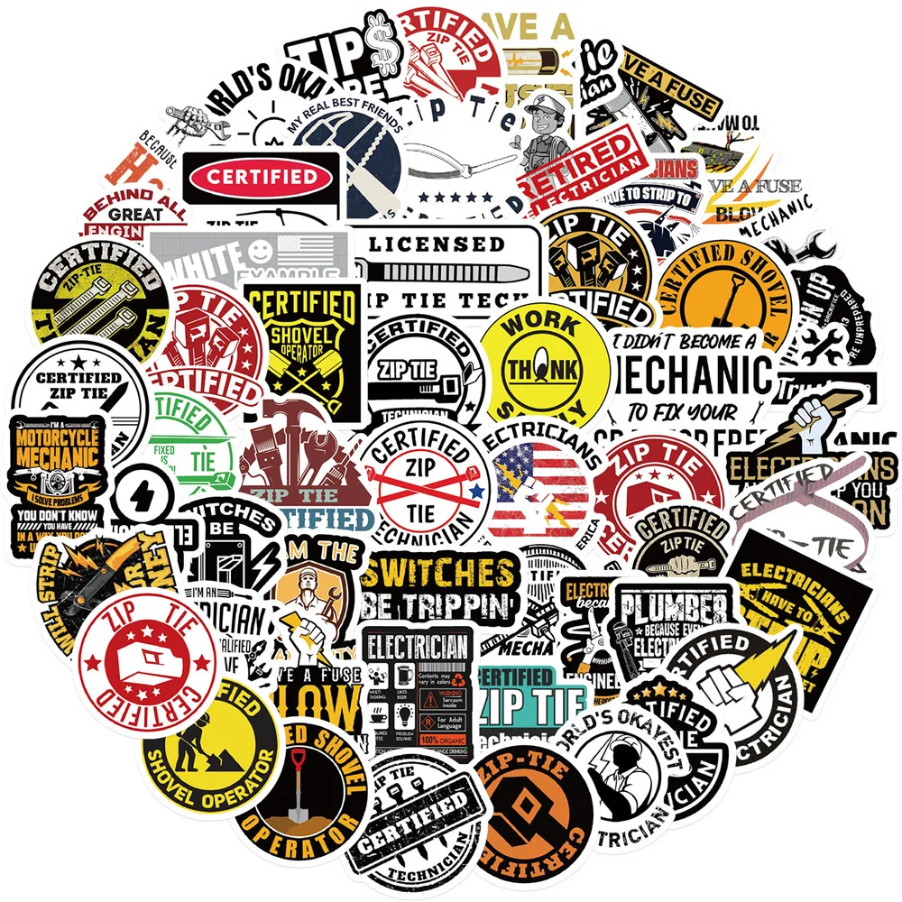 65pcs-Electrician-Technician-Mechanic-Graffiti-Stickers-For-Laptop ...