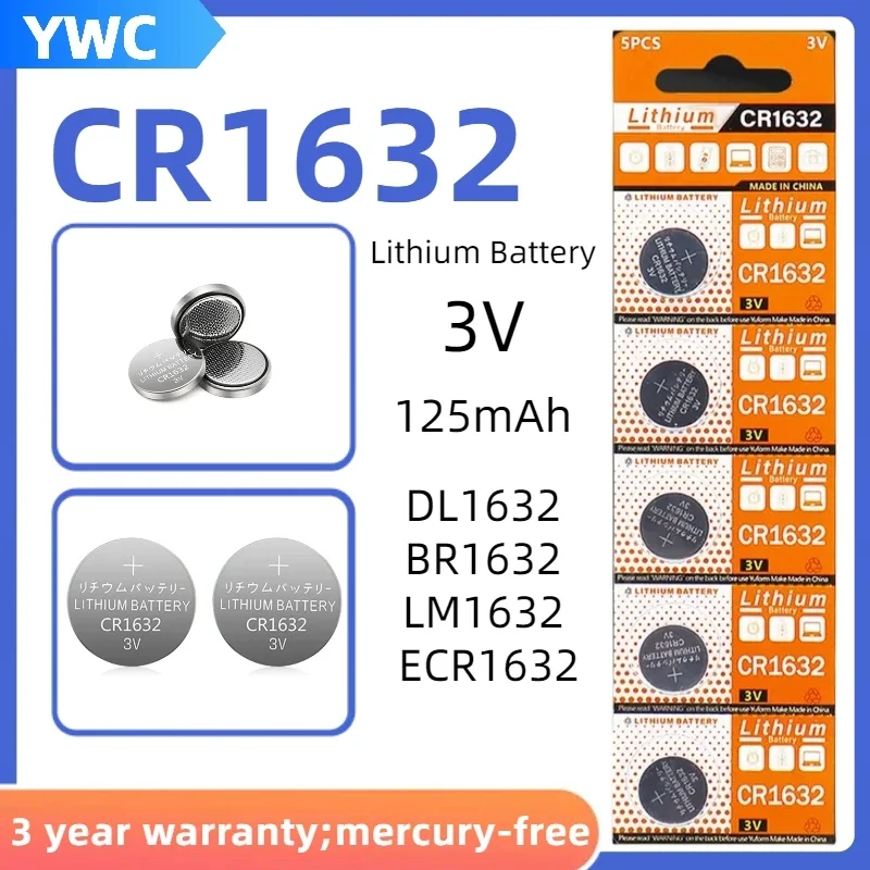 NEW-5-50PCS-CR1632-3V-Lithium-Battery-125mAh-CR-1632-DL1632-BR1632 ...