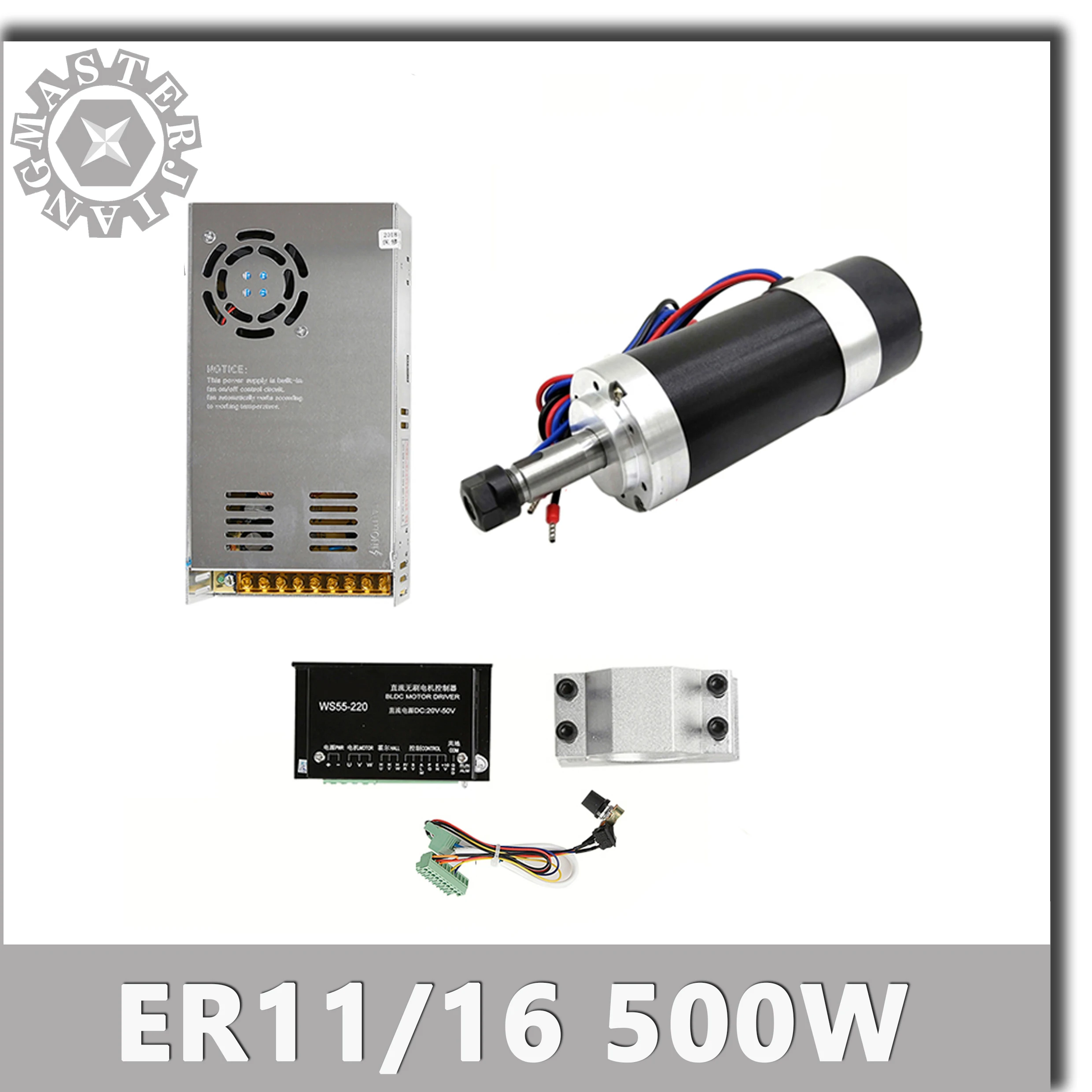 For-CNC-Brushless-DC-Spindle-Motor-500W-ER11-ER16-55MM-Clamp-with ...