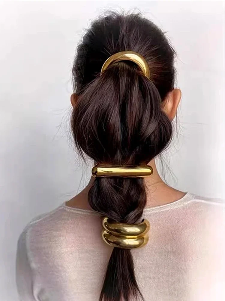 Fashion Metal Smooth Elastic Hair Loop HairvBands for Women Girl Unique ...