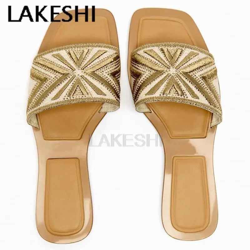 LAKESHI-zapatillas-de-tac-n-plano-con-punta-abierta-para-mujer-chanclas ...