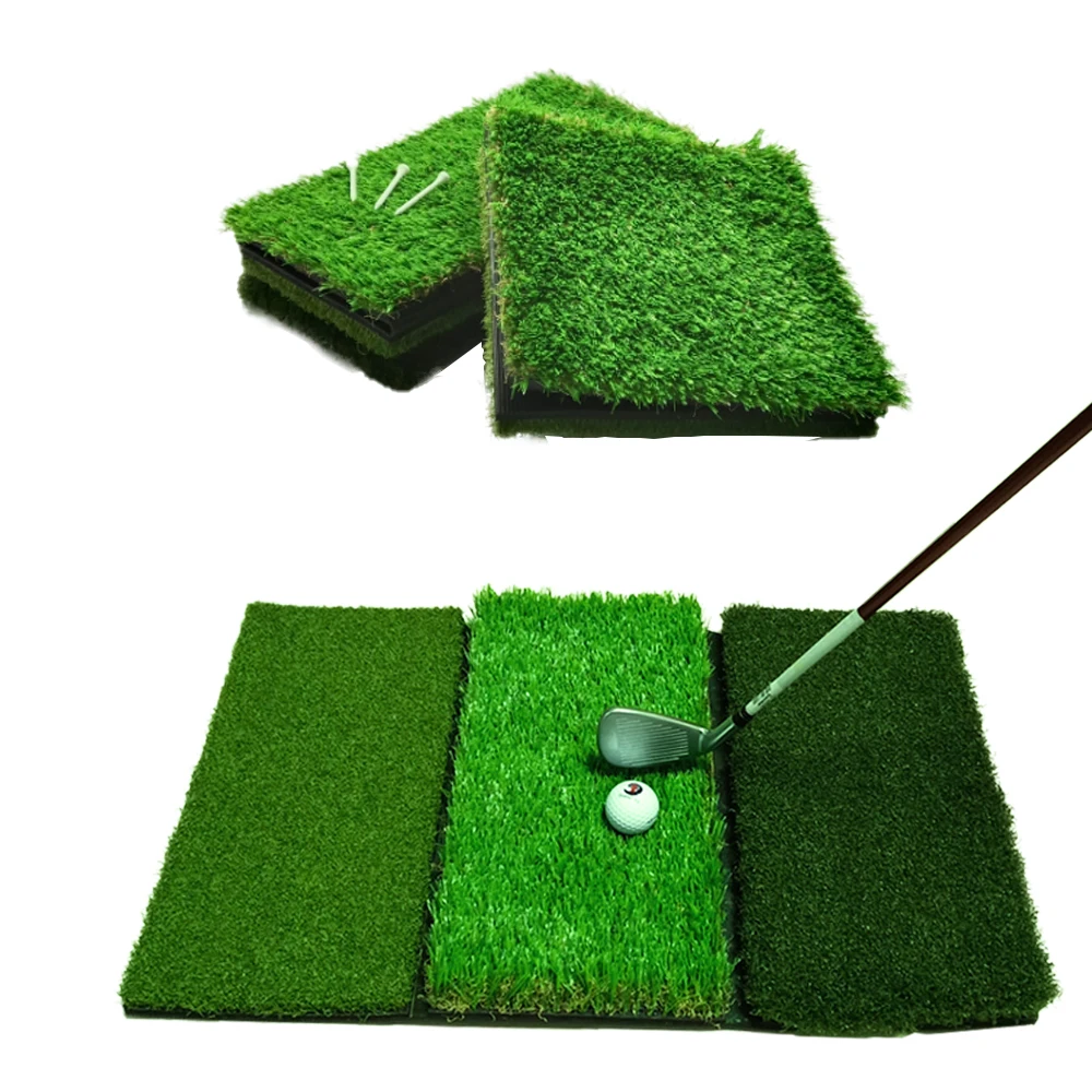 Golf Hitting Mat,3-in-1 Foldable Grass Mat- Practice Tri-Turf Swing ...