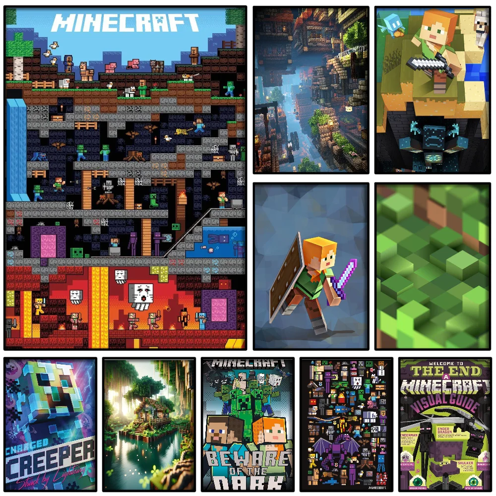 1PC-Game-M-Minecraft-Poster-Self-adhesive-Art-Waterproof-Paper-Sticker ...