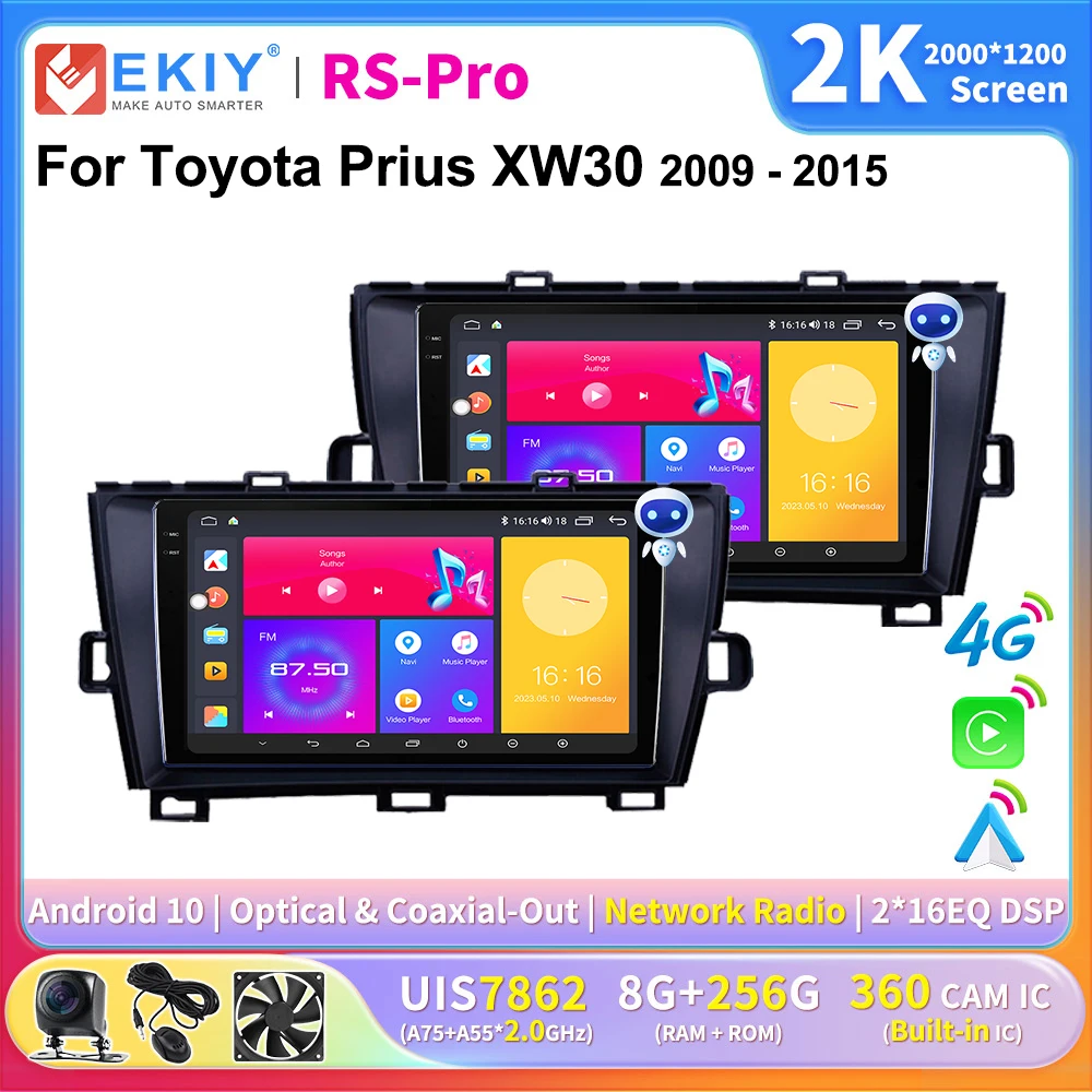 EKIY 2K Screen CarPlay Radio For Toyota Prius XW30 2009 - 2015 Android ...