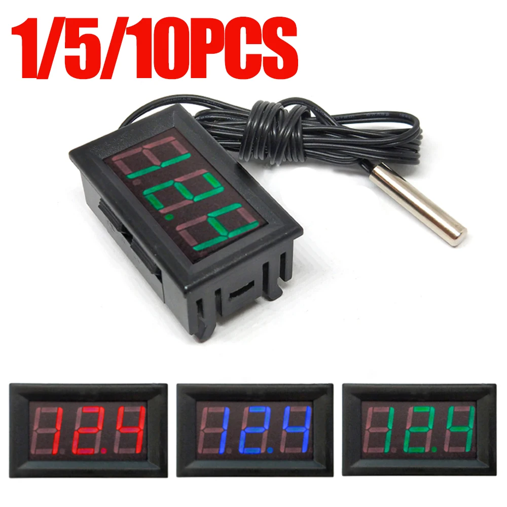 1-5-10pc-Digital-LED-Thermometer-with-Sensors-Probe-Thermometer-Gauge ...