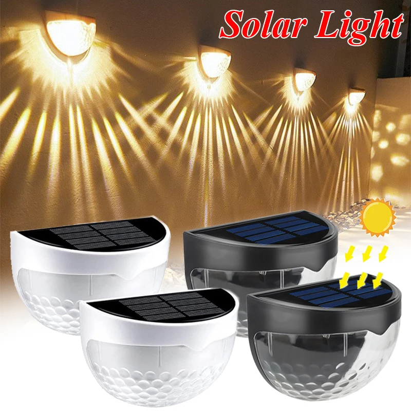 2PCS-LED-Solar-Wall-Light-Energy-Lamps-Waterproof-Stair-Fence-Lamp-Semi ...