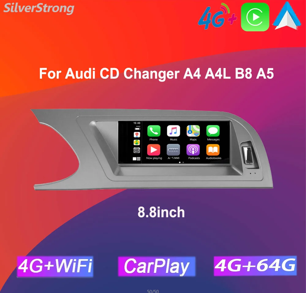 Tableta Android para coche Audi, dispositivo cambiador de CD, A4, A4L, B8, A5, 2004 2009, 8GB de ...