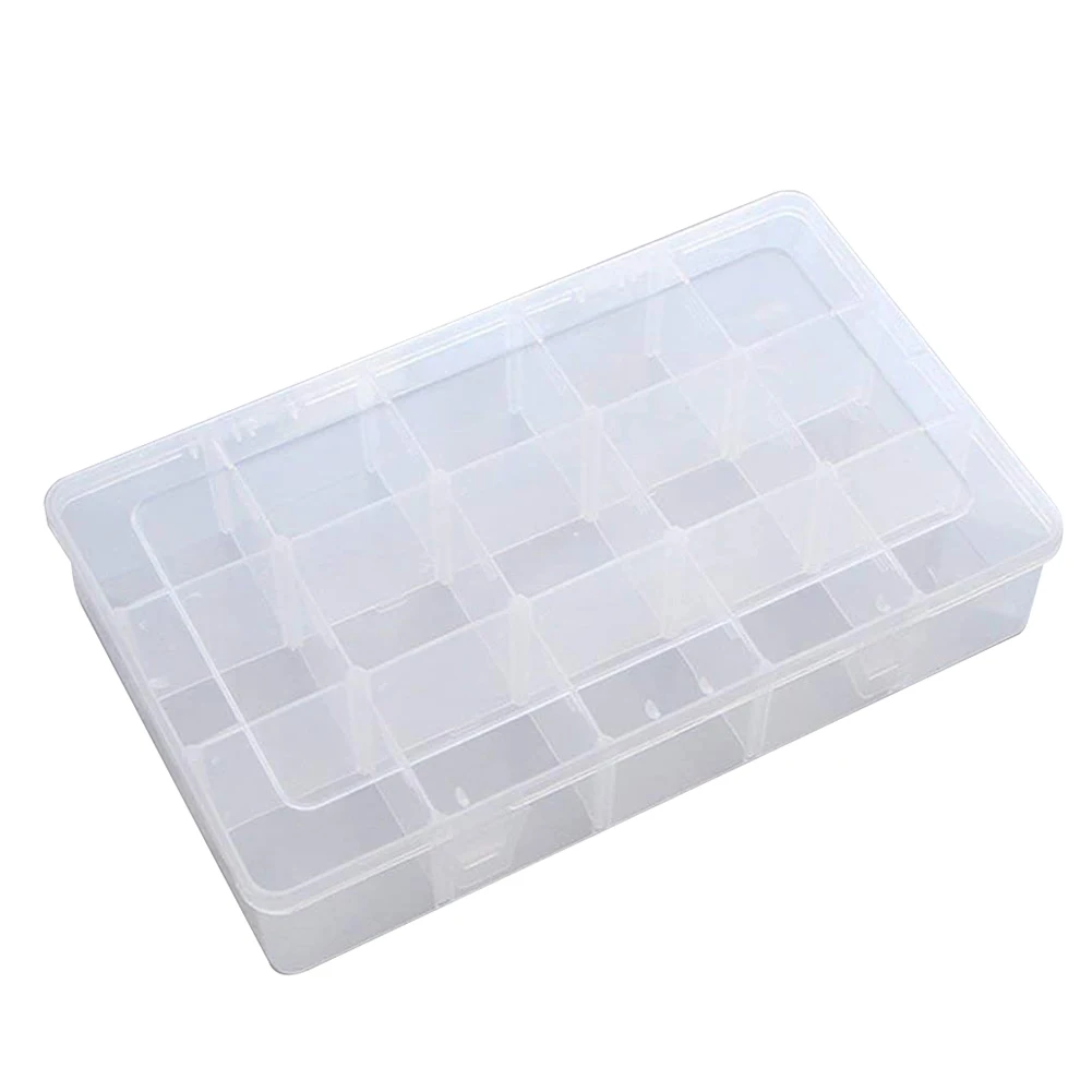 15-Grids-Plastic-Storage-Box-Desktop-Tape-Storage-Transparen-Case-For ...
