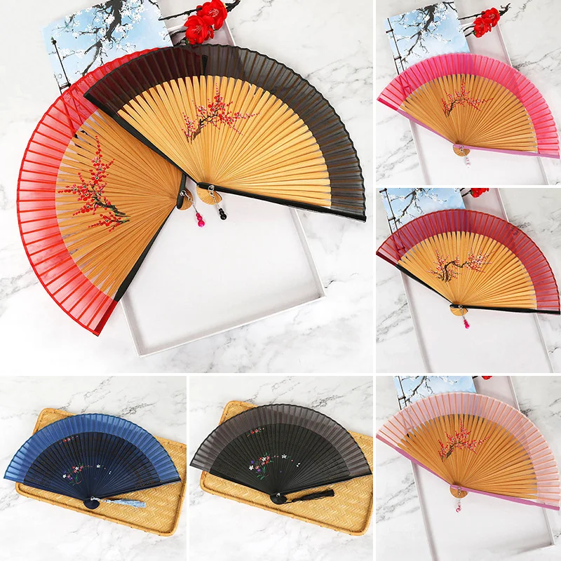 Vintage-Chinese-Folding-Fan-For-Women-Men-Japanese-Bamboo-Hand-Folding ...