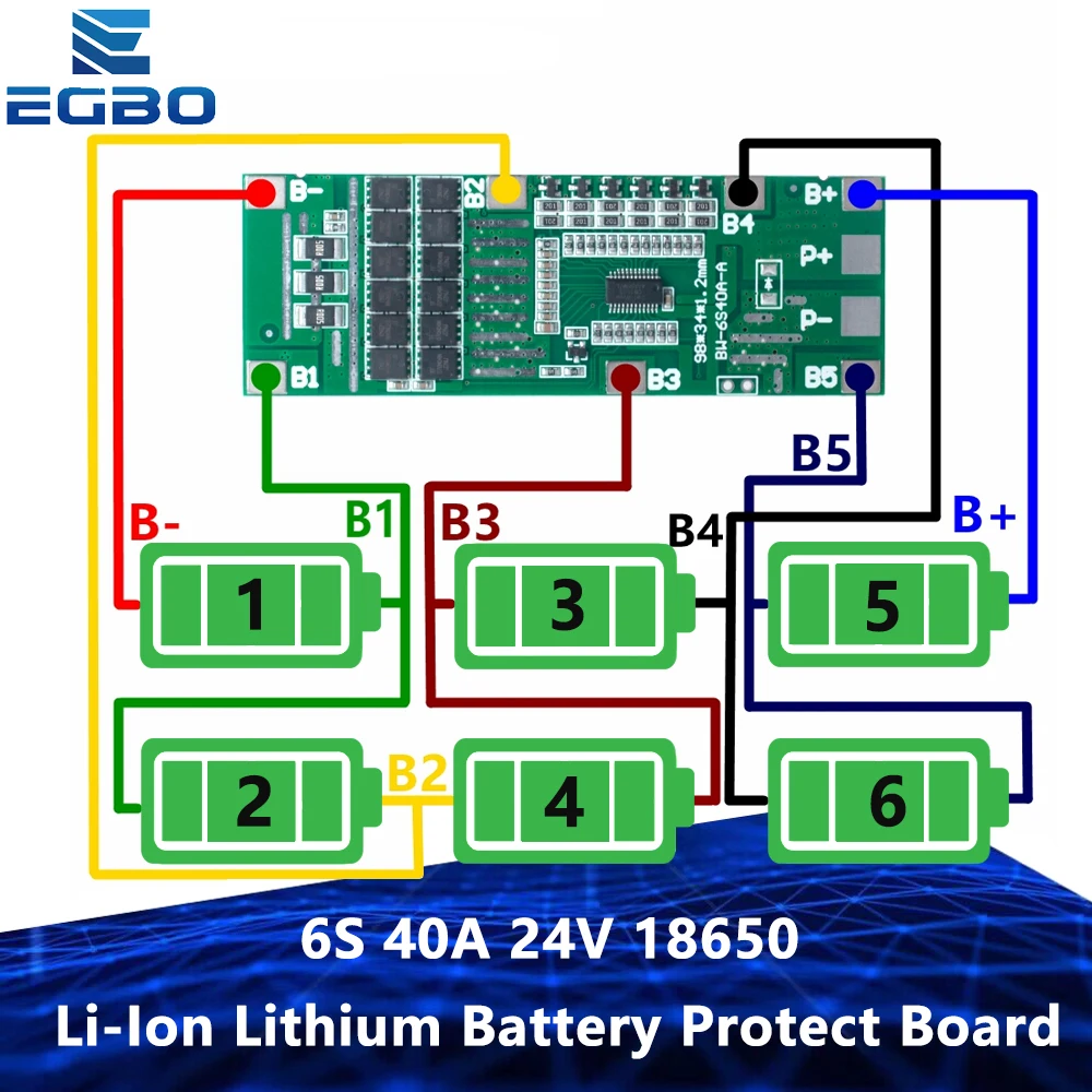 24V 6S 40A 18650 Li Ion Lithium Battery Protect Board Solar Lighting ...