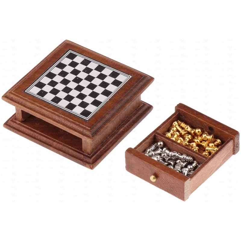 Dollhouse Miniature Items Mini Chess/Chess Board Storage Box Suit Model ...
