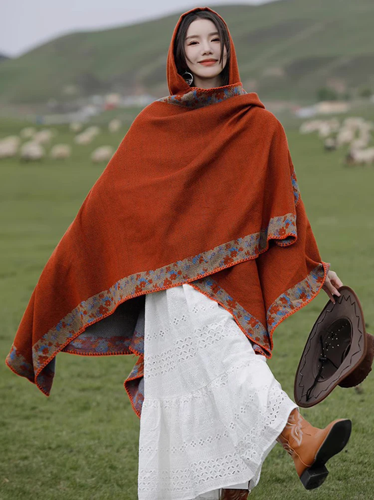 GypsyLady-Boho-Vintage-Floral-Knitted-Cloaks-Capes-Auturm-Winter ...