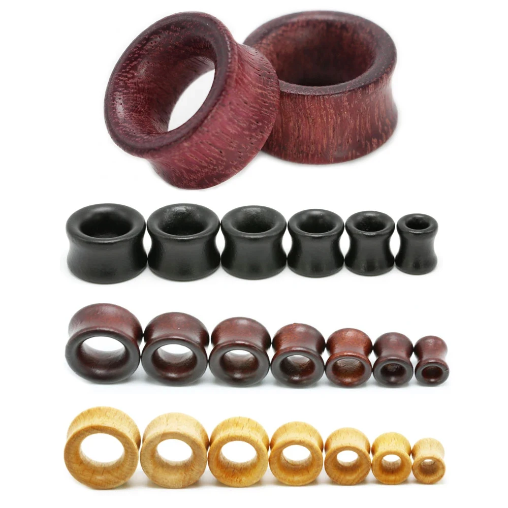 2pcs Fashion Flesh Tunnels Ear Plugs Big Gauge Piercing Expander Brown ...