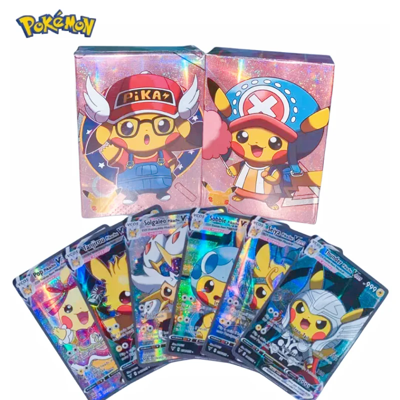 Anime-Hologram-Pokemon-Card-Pikachu-Cosplay-Luffy-Dracaufeu-Vmax-V ...