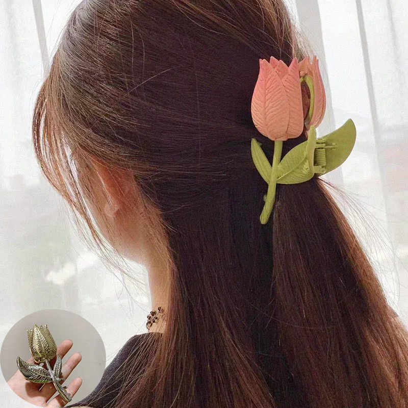 여성용 튤립 헤어 클로 하이 엔드 포니 테일 클로 클립 게 클로 요정 작은 상어 클립 헤드 기어 액세서리 신제품