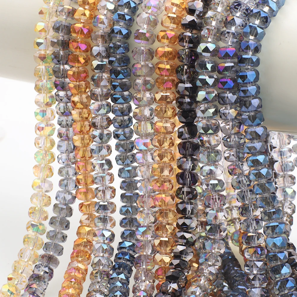 75Pcs/Lot 5x8mm Wheel Beads Natural Faceted Crystals Glass Loose Beads ...