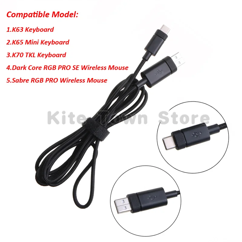 USB-Charging-Cable-Line-for-Corsair-K63-K65-Mini-K70-TKL-Keyboard-Dark ...