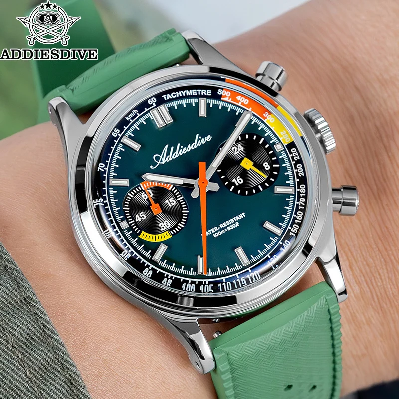 ADDIESDIVE New Chronograph VK64 Movement Watch For Men 10Bar Waterproof ...