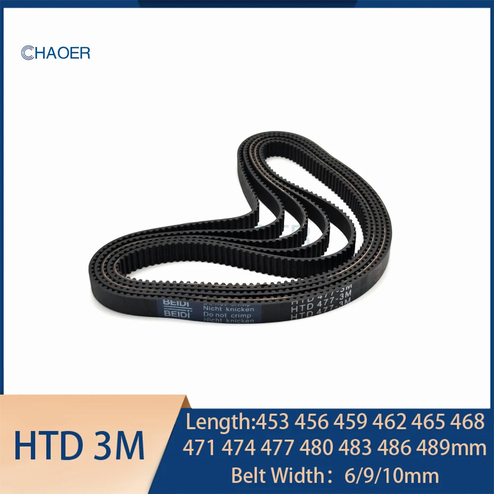HTD3M Rubber Timing Belt Length 453 456 459 462 465 468 471 474 477 480 ...