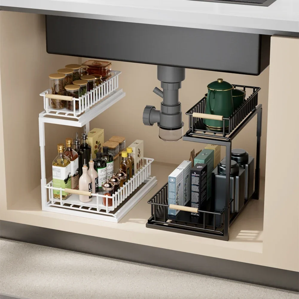 2-Tier-Under-Sink-Storage-Organizer-Pull-Out-Multifunctional-Storage ...