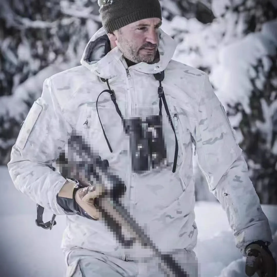 Outdoor-Winter-Hooded-Skiing-Skiwear-Snow-Camo-White-Camouflage-Cotton ...