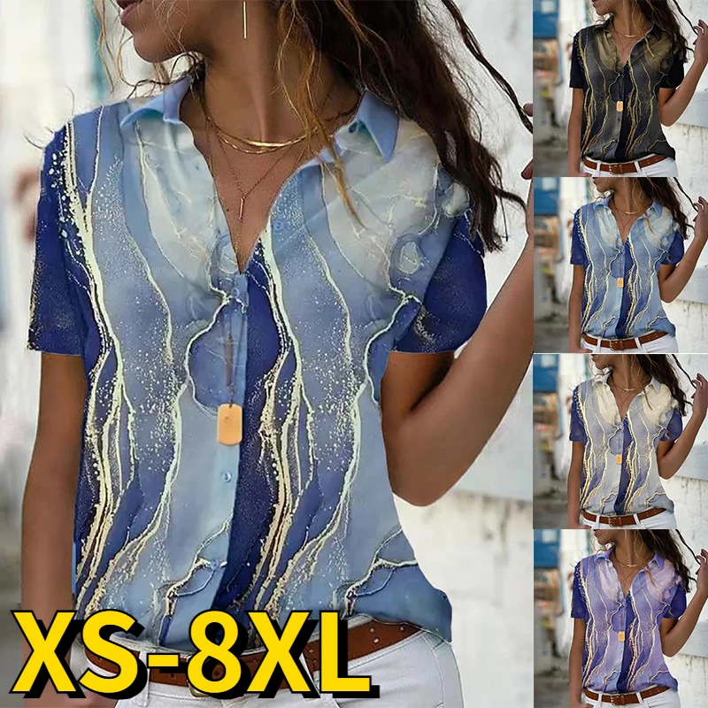 Spring Summer Female New Design Printing Tops Vintage Elegant Short ...