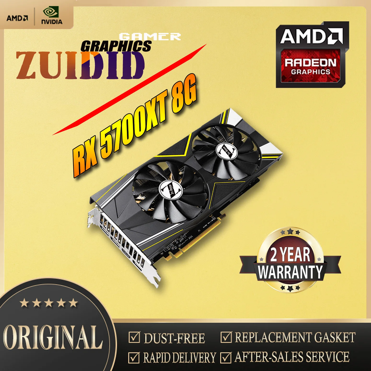 ZUIDID-Graphics-Cards-RX5700XT-8G-Double-fan-7nm-256bit-PCIE4-0X16 ...