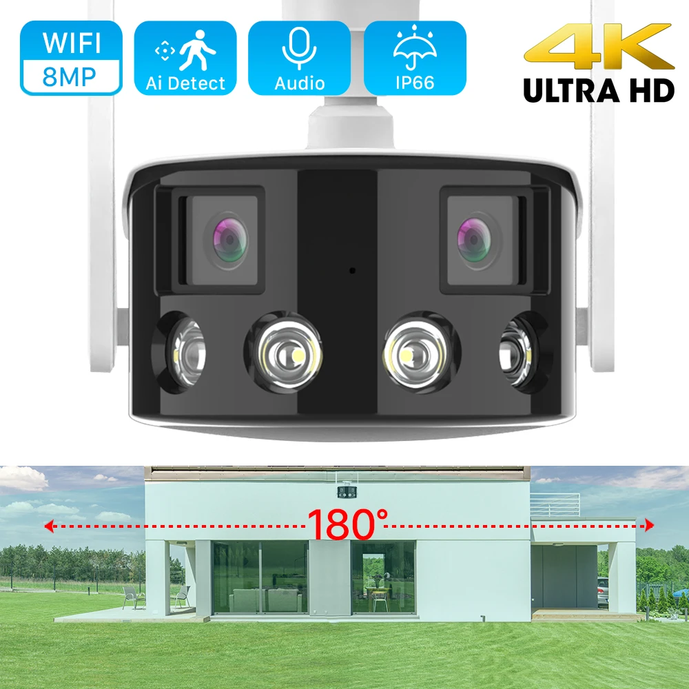 8MP-4K-Dual-Lens-Ultra-wide-angle-180-Wifi-IP-Camera-Outdoor-4MP-Full ...