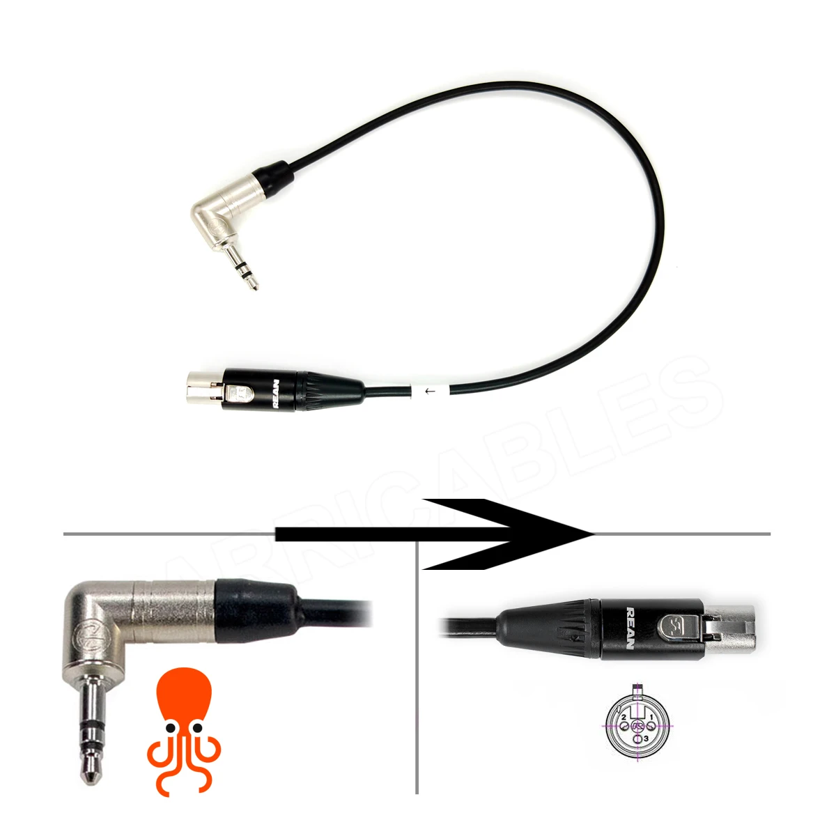 Tentacle Sync Timecode Right-angle Neutrik 3.5mm Jack to TA3F Connector ...