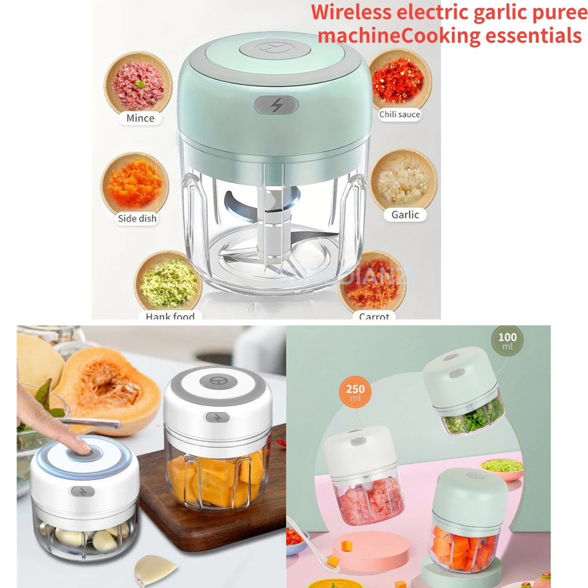 Electric-grinder-mini-electric-food-chopper-portable-electric-garlic ...