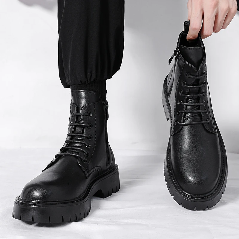 Trendy-High-Top-Men-Boots-Designer-Boots-For-Men-Leather-Casual-Shoes ...