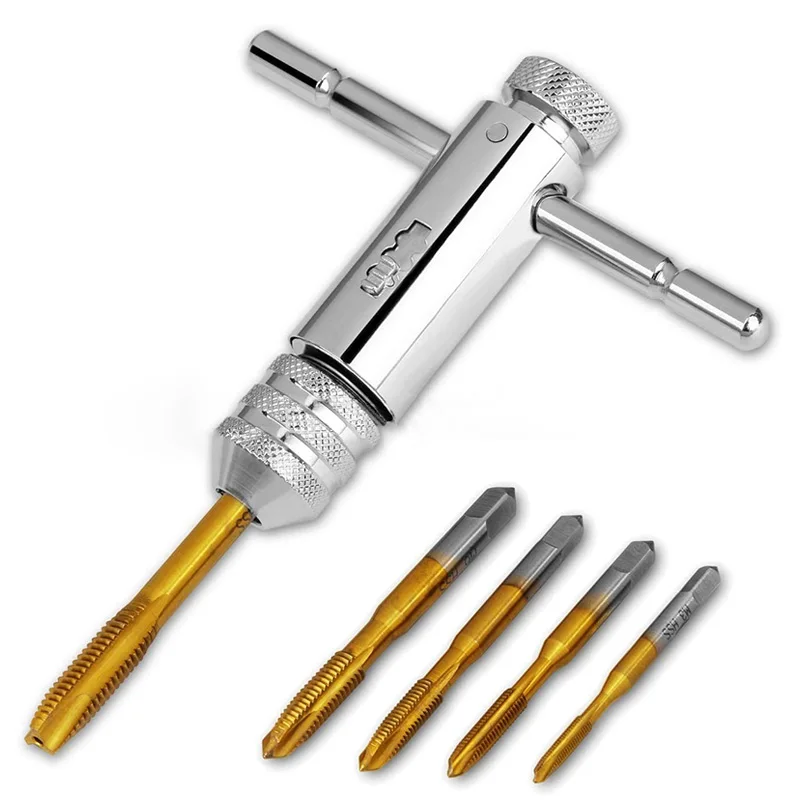 T-type-M3-M8-Tap-Ratchet-Wrench-with-Thread-Straight-Groove-Tap ...