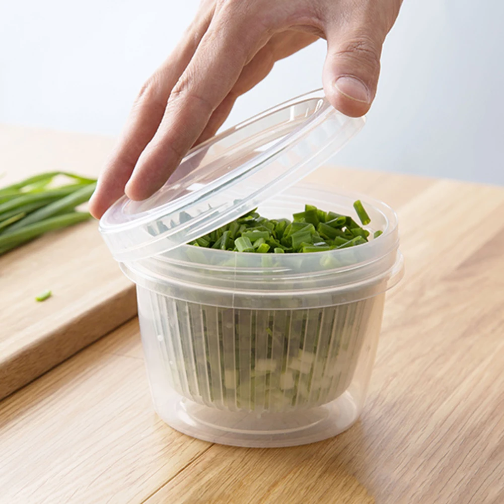 Round Drain Ginger Storage Box Preservation Green Onion Container ...