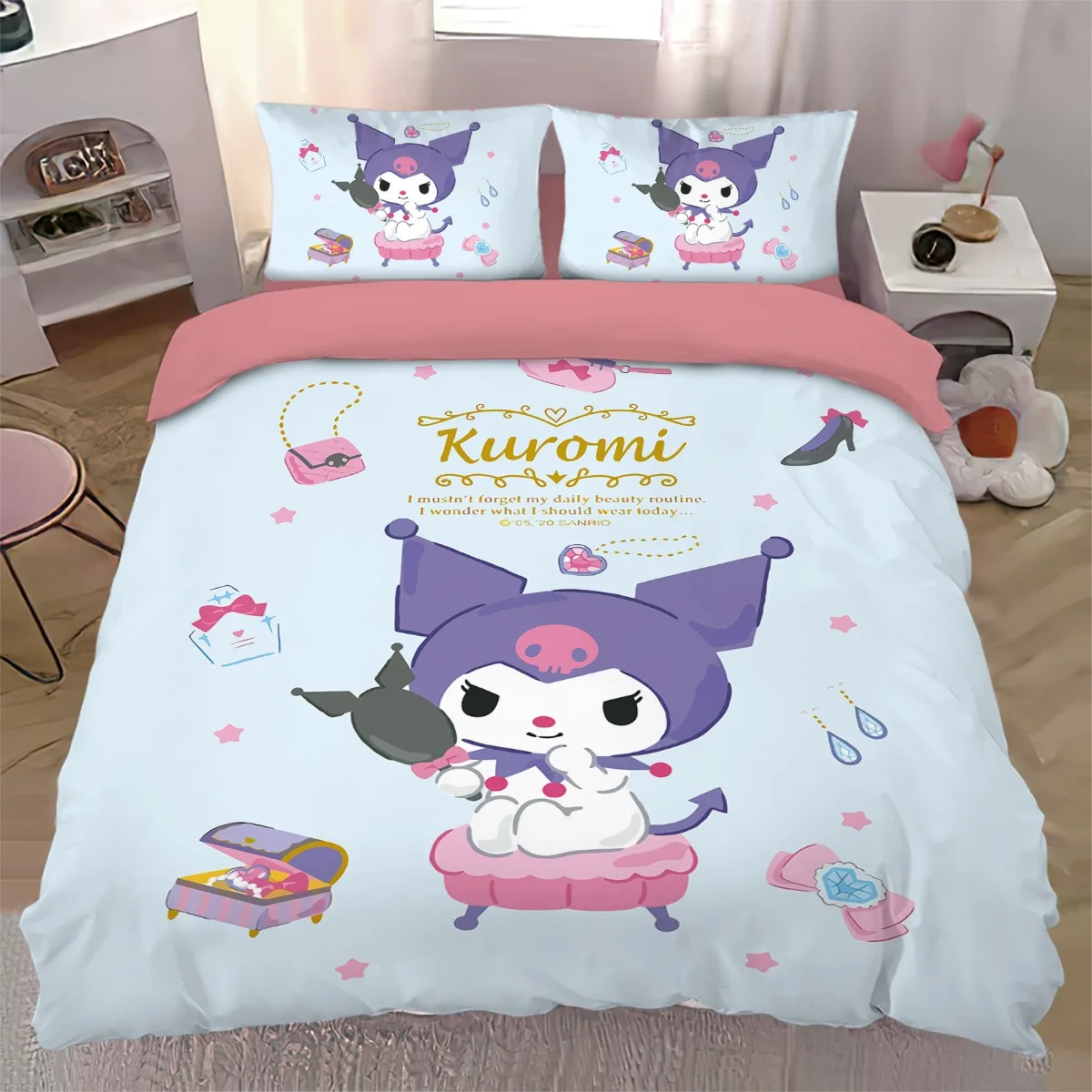 Kawaii-Sanrio-Kuromi-Bedding-Set-My-Melody-Duvet-Cover-Pillowcase-Cute ...