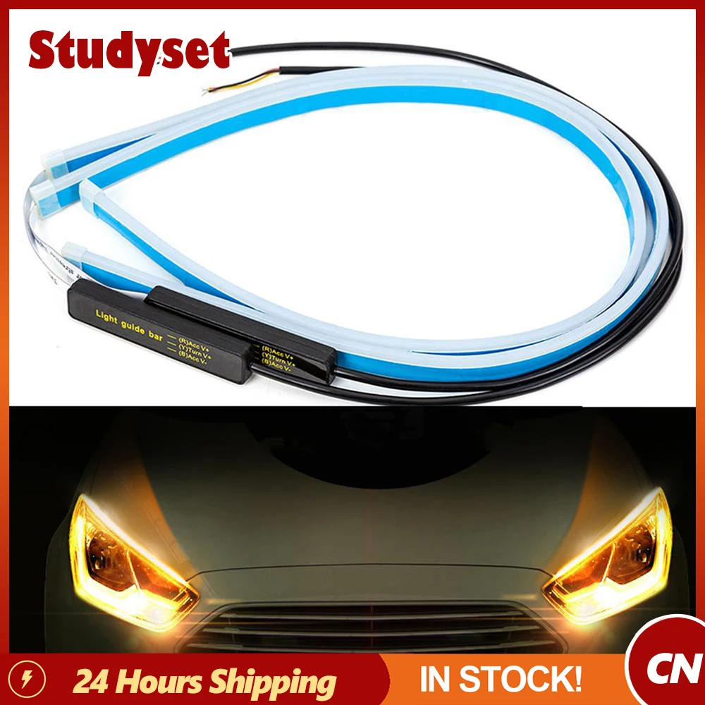 1-pair-Ultrafine-Cars-LED-Daytime-Running-Lights-White-Turn-Signal ...