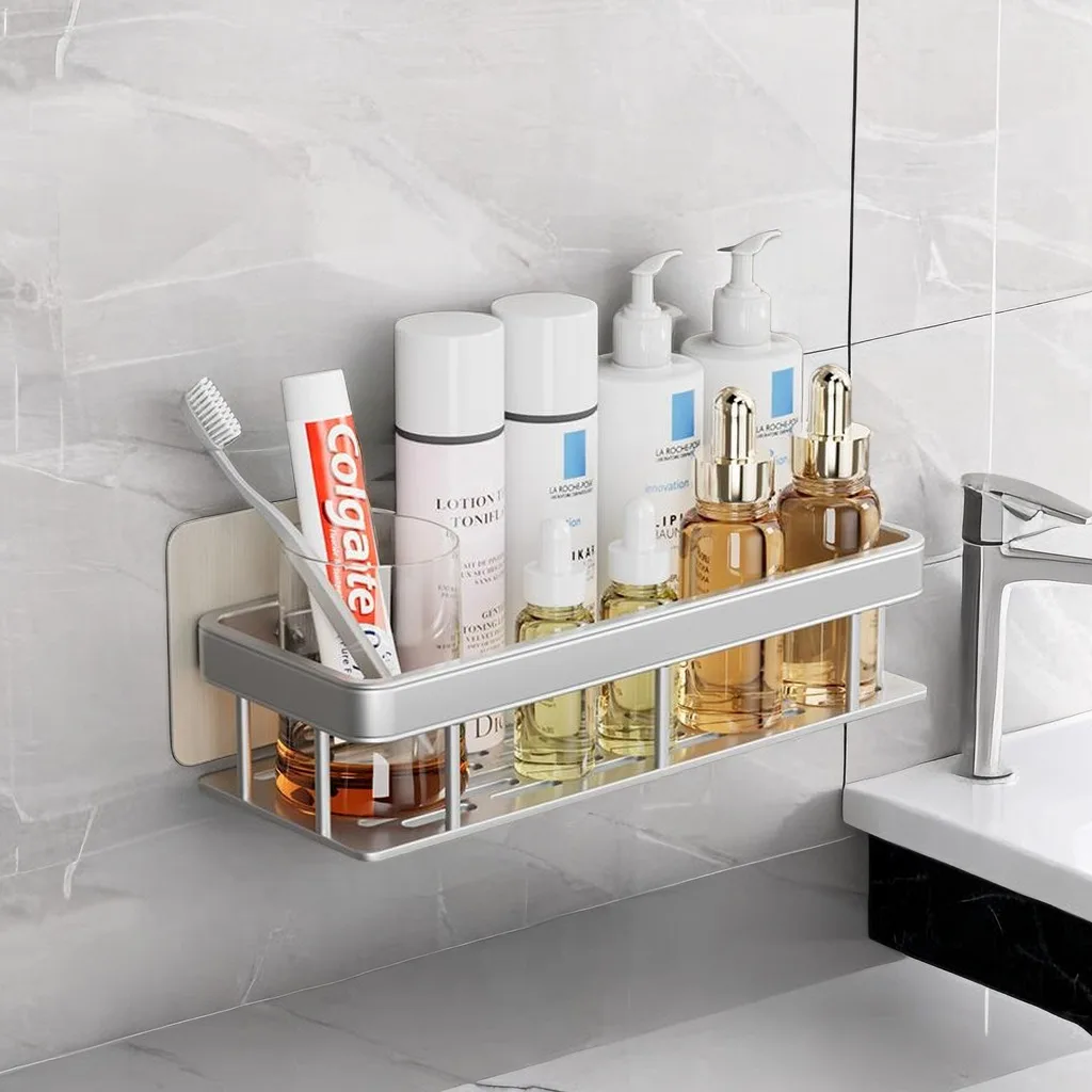 Bathroom-Shelf-Kitchen-Storage-Organizer-Aluminum-Alloy-Shampoo-Rack ...