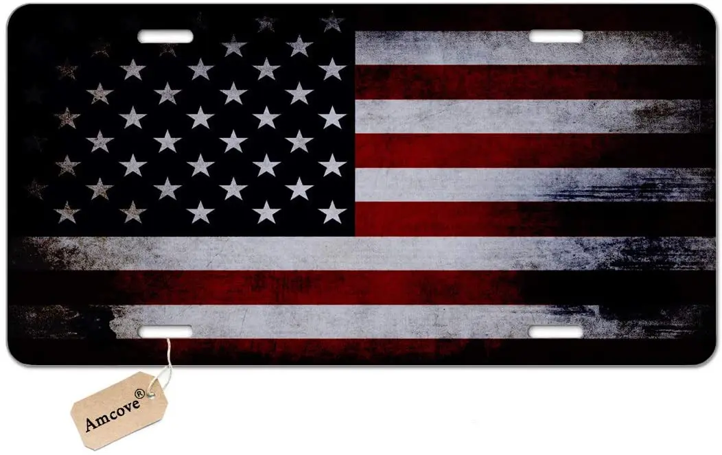 Amcove-License-Plate-Vintage-American-Flag-Decorative-Car-Front-License ...