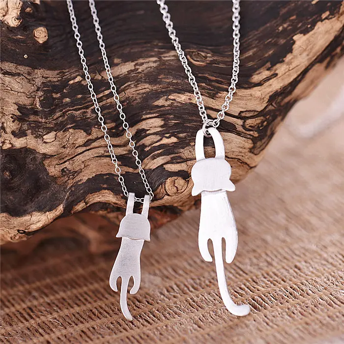 925-Sterling-Silver-Cute-Cat-Necklaces-Pendants-For-Women-High-Quality ...
