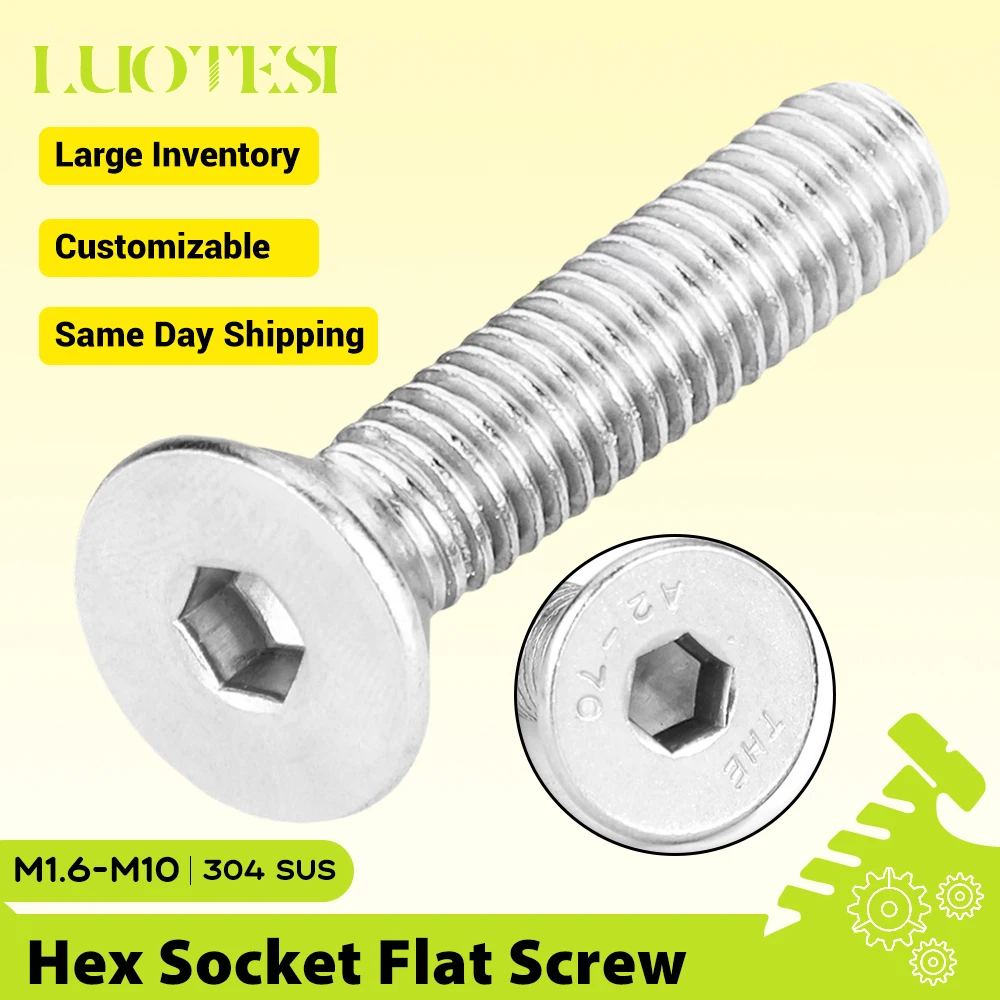 Hexagon Socket Flat Head Screw Bolt 304 Stainless Steel M2 M2.5 M3 M4 ...